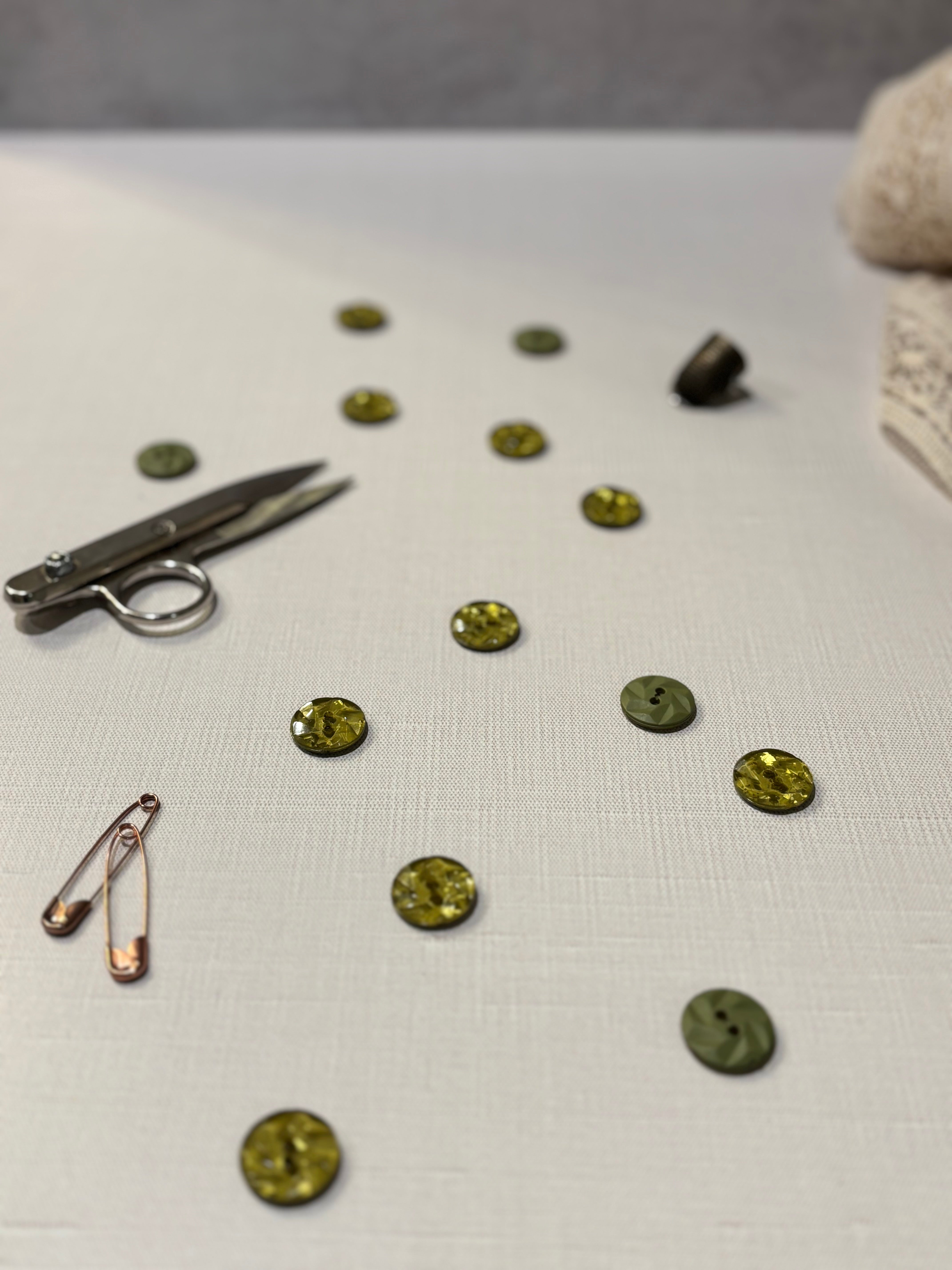 Olive Green Button – Persnickety Fabrics